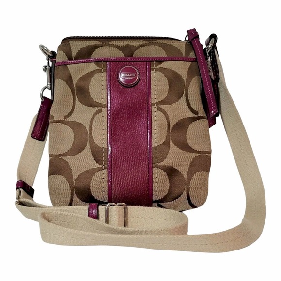 Coach | Bags | Coach Signature Stripe Shoulder Bag Crossbody Swingpack ...